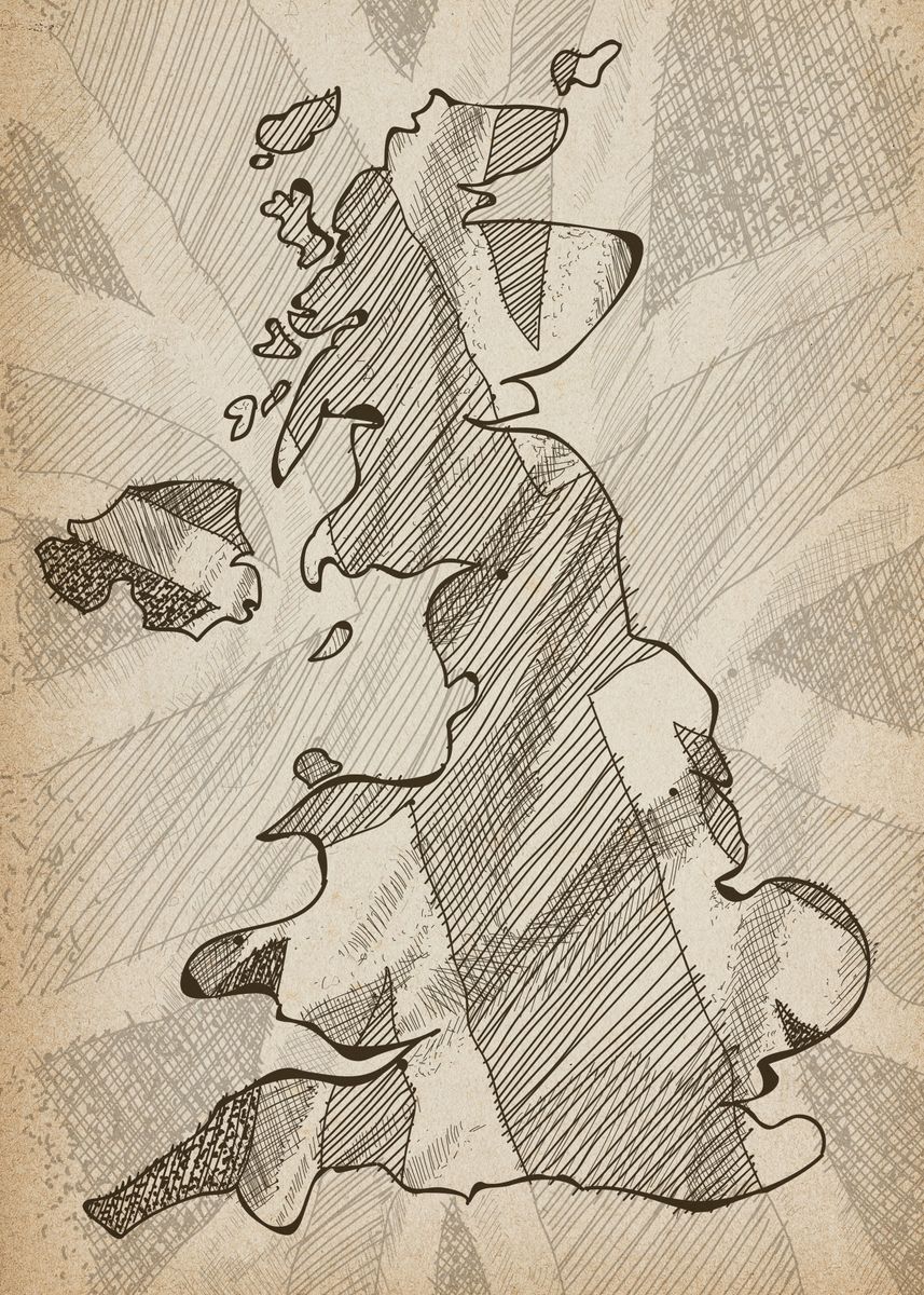 'Hand drawn United Kingdom' Poster by Grand Art Bazaar | Displate