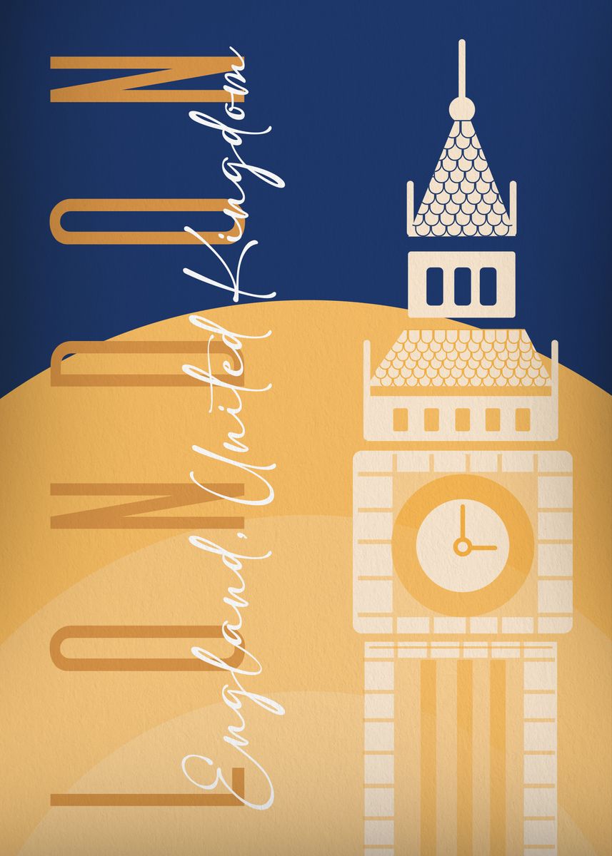 'London Big Ben Stamp' Poster, picture, metal print, paint by Grand Art ...