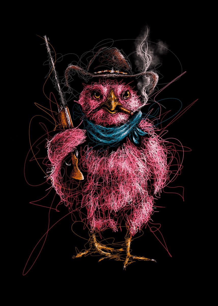 'Angry chicken with gun' Poster, picture, metal print, paint by yunur ...