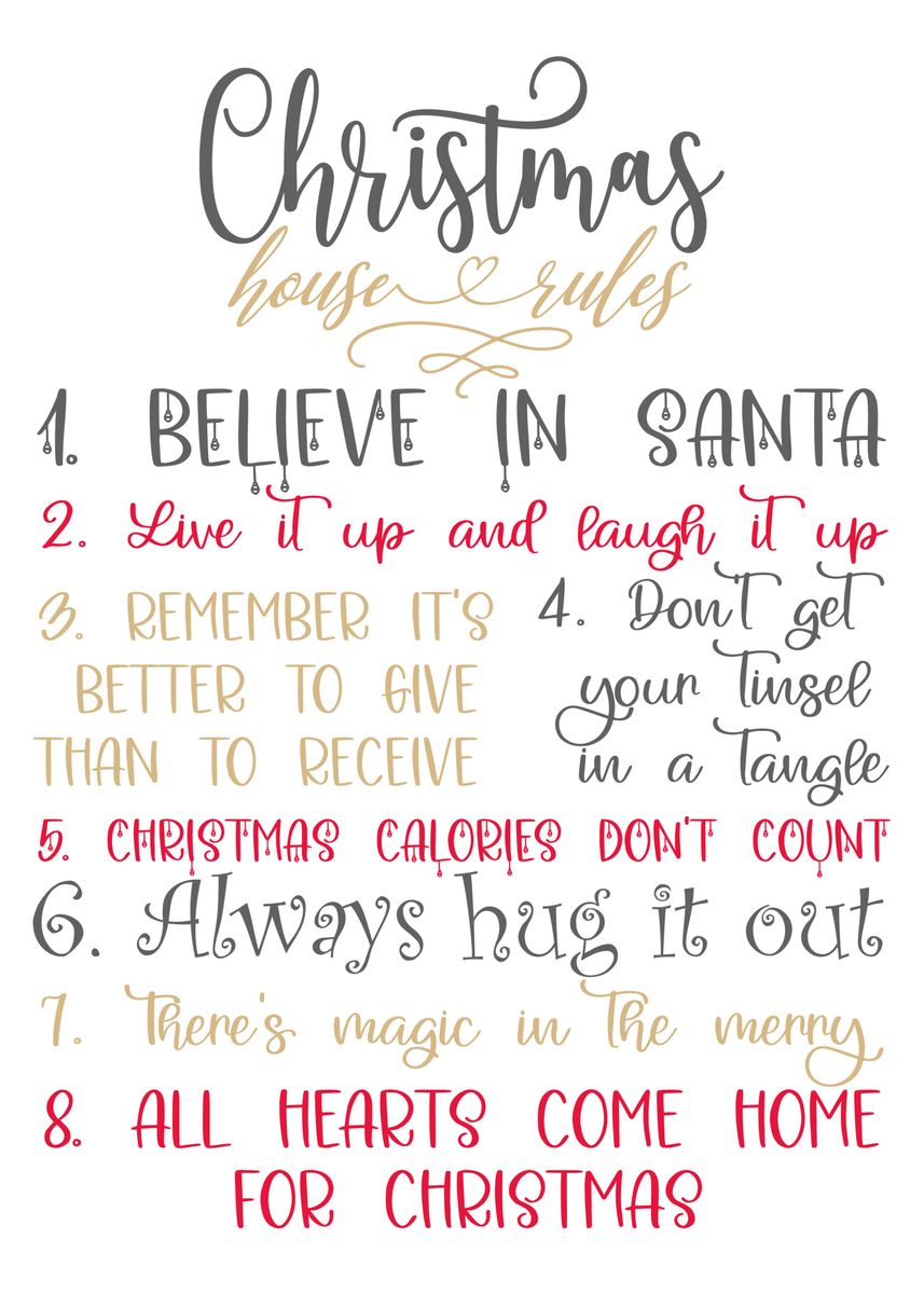 'Christmas House Rules' Poster, picture, metal print, paint by Color My ...