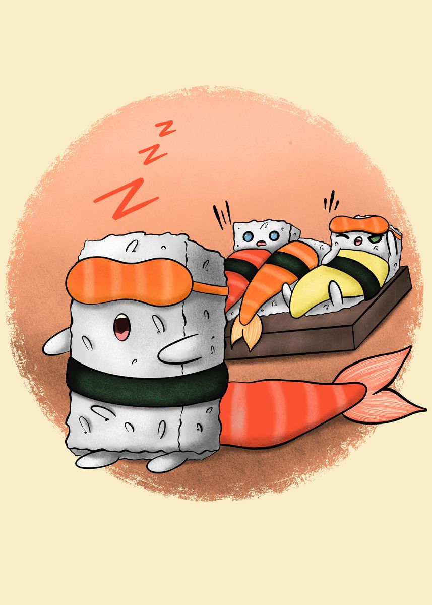 'Sleep Walking Sushi' Poster, picture, metal print, paint by Yacoub Al ...