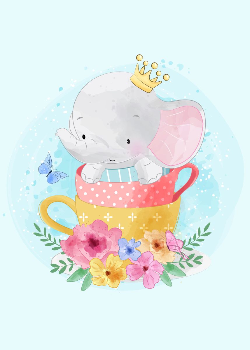 'Cute Elephant' Poster by Faissal Thomas | Displate
