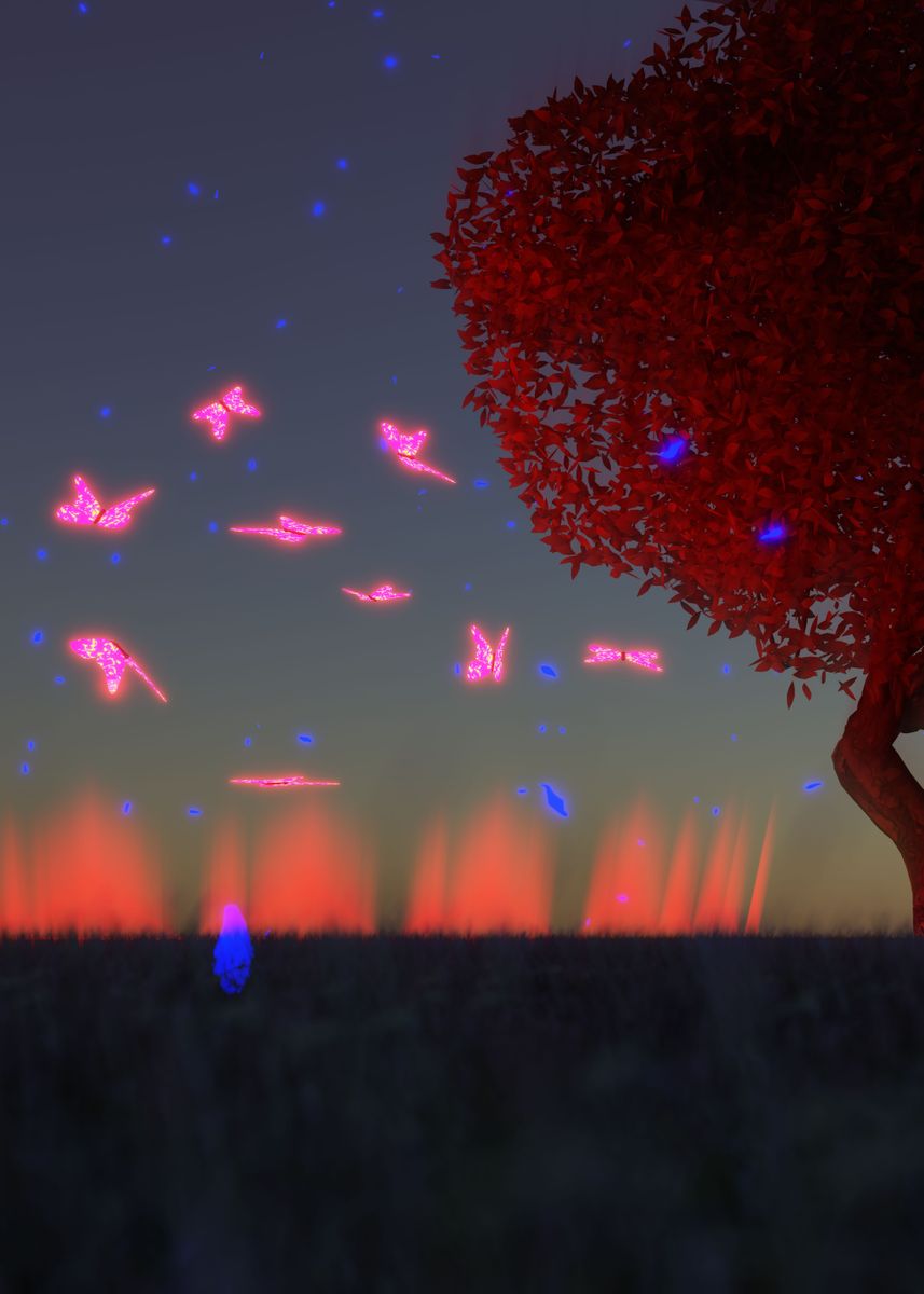 'Hell Butterflies' Poster, picture, metal print, paint by Fuyu Eterniya | Displate