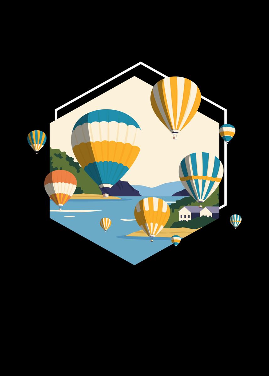 'Hot Air Balloon Driving' Poster by Mooon | Displate