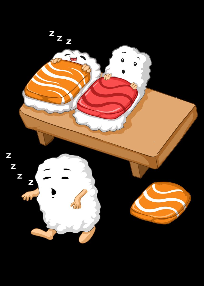'Sleep Walking Sushi' Poster, picture, metal print, paint by Yacoub Al ...