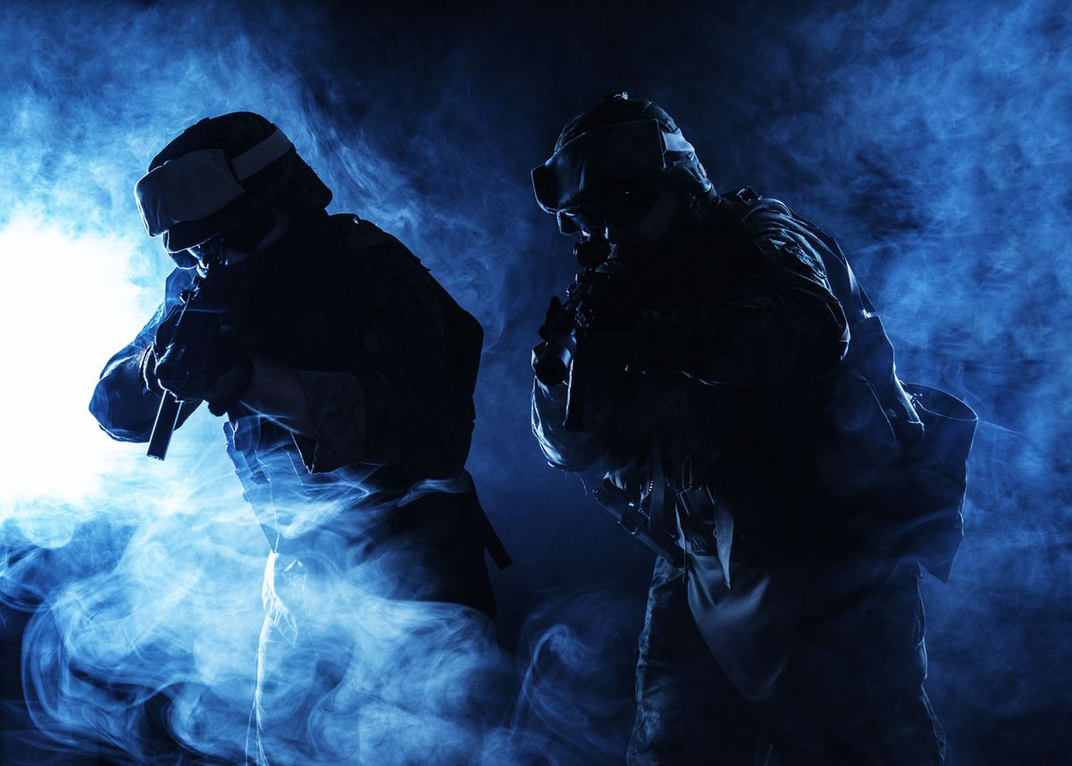 'Marines in the smoke' Poster by Getmilitaryphotos Pro | Displate