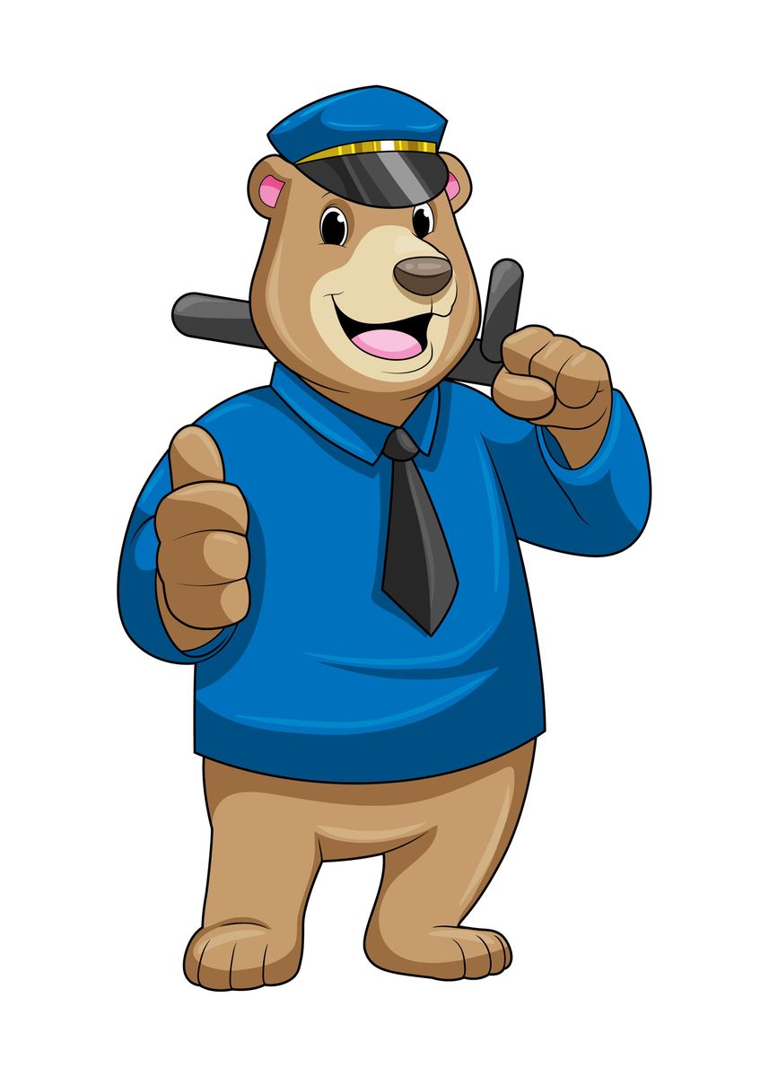 'Bear Police Police hat' Poster by Markus Schnabel | Displate