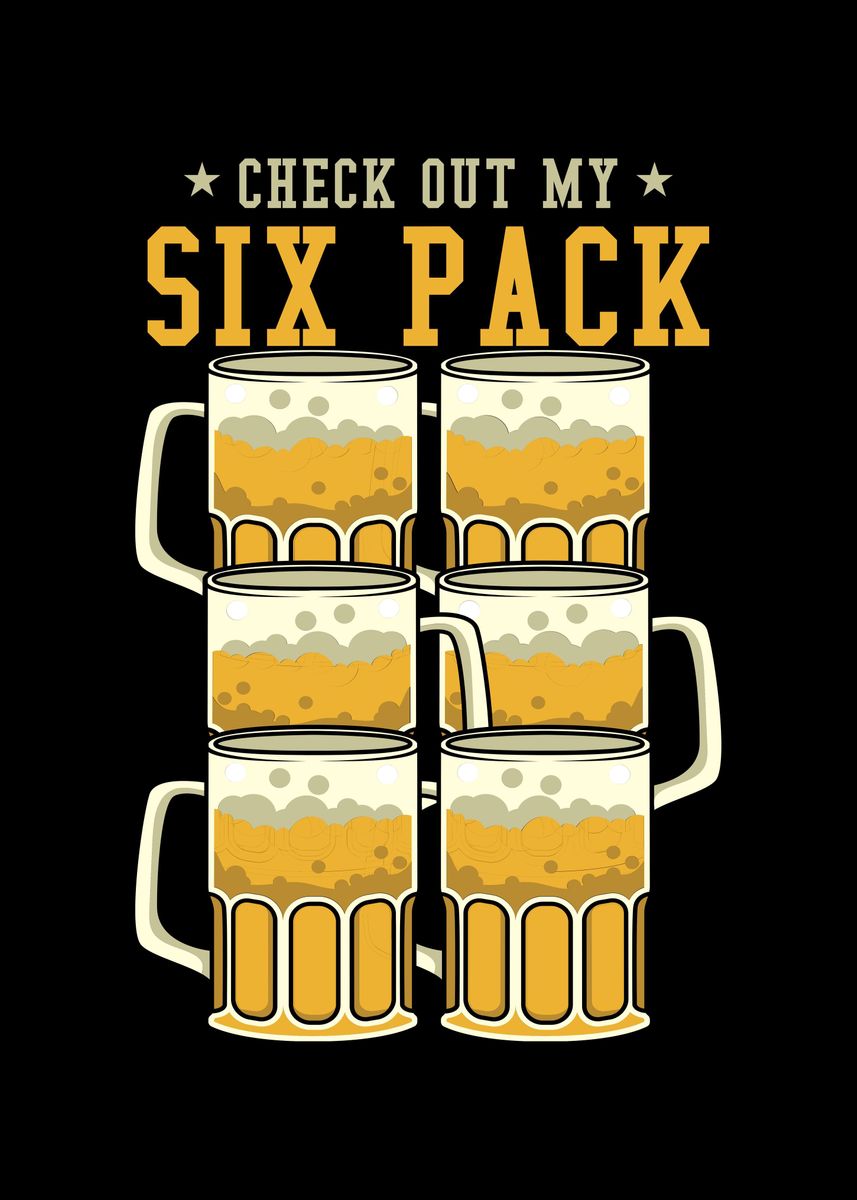 'Beer Glasses Six Pack' Poster, picture, metal print, paint by Uwe ...