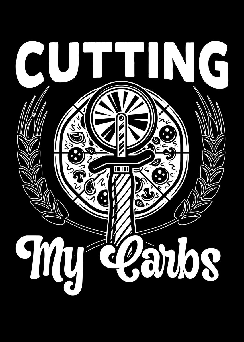 'Cutting My Carbs Pizza' Poster, picture, metal print, paint by NAO ...