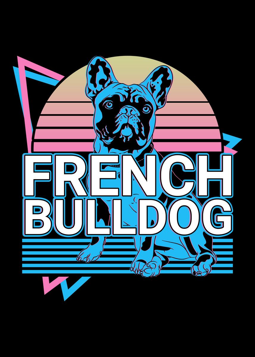'French Bulldog Retro' Poster, picture, metal print, paint by ...