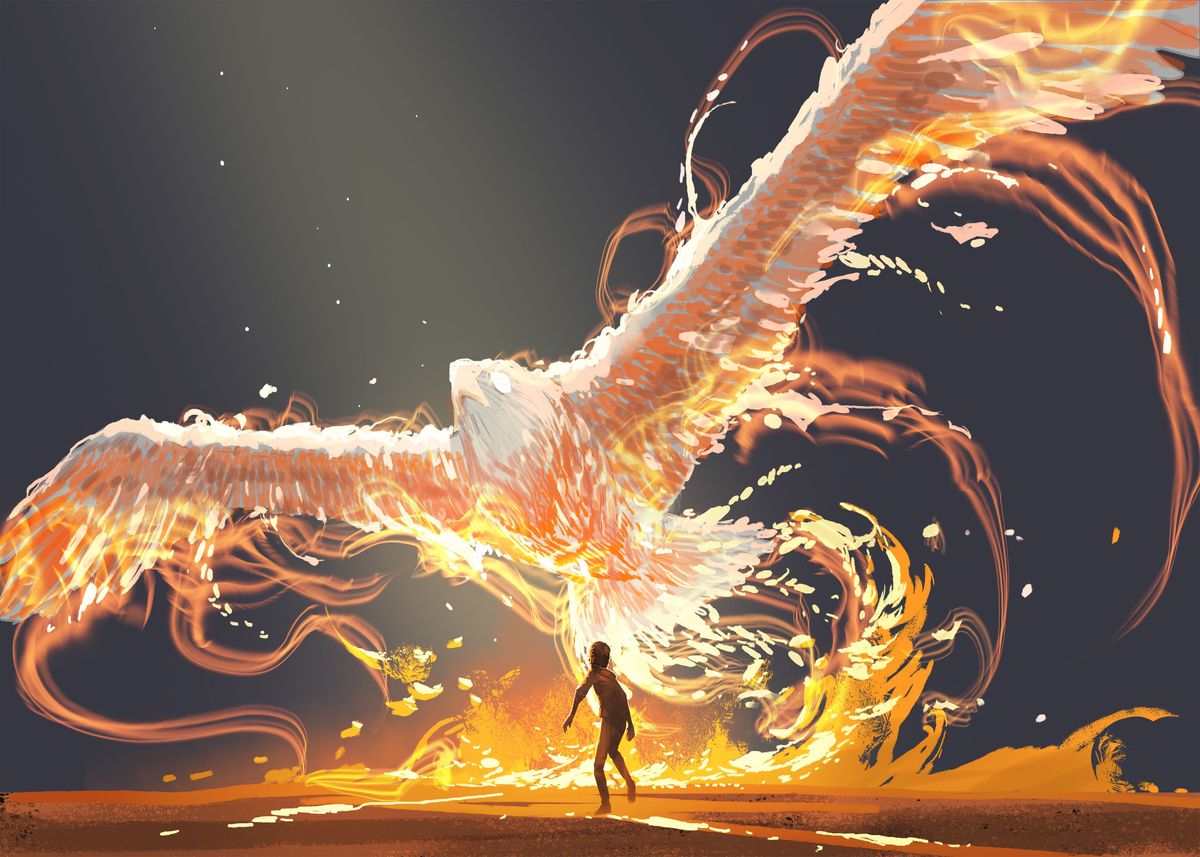 'Phoenix bird flying' Poster by Nabila Art | Displate