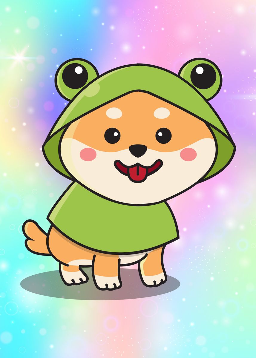 'Froggy Dog' Poster, picture, metal print, paint by Slowbird | Displate