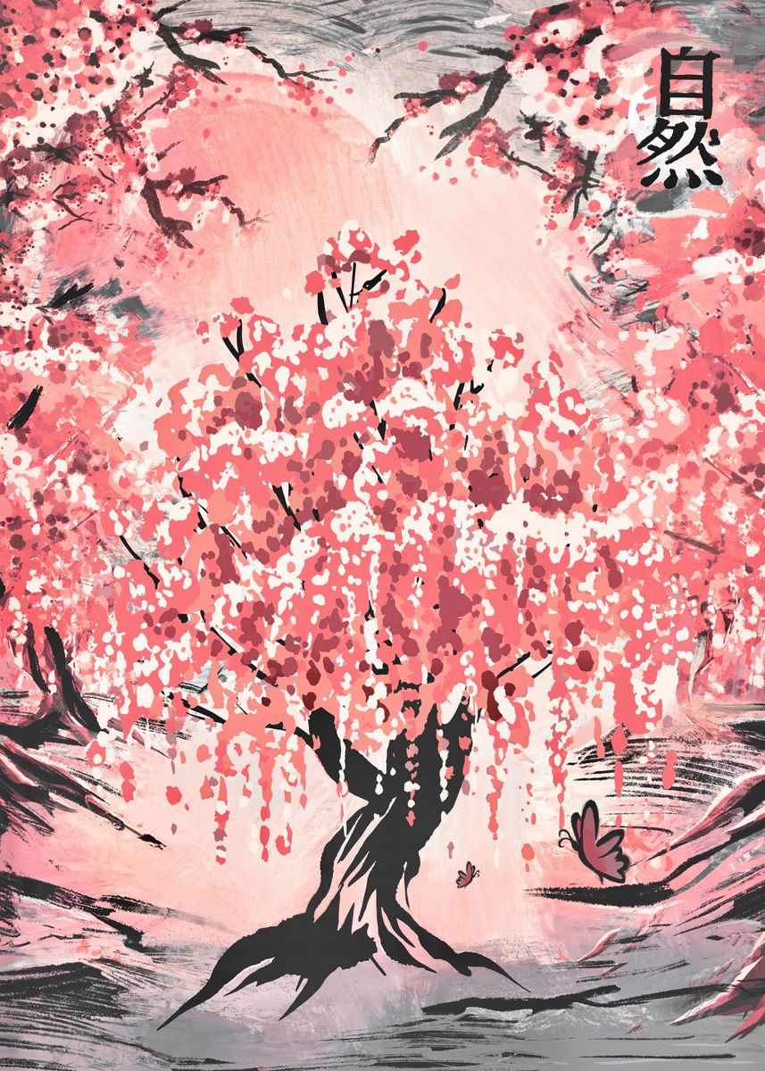 'Sakura tree painting' Poster, picture, metal print, paint by Simon ...