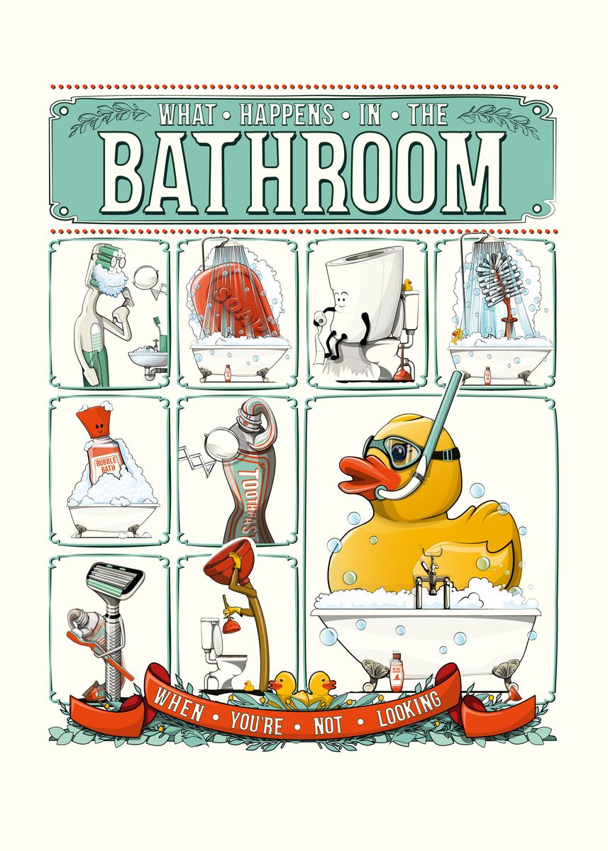 'Funny Bathroom Humor' Poster, picture, metal print, paint by ...