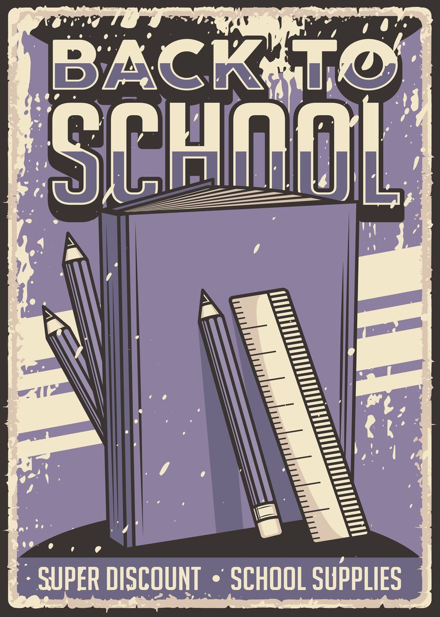 'Back To School Vintage' Poster, picture, metal print, paint by Xăm ...