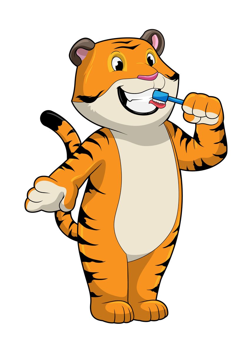 'Tiger Toothbrush' Poster, picture, metal print, paint by Markus ...
