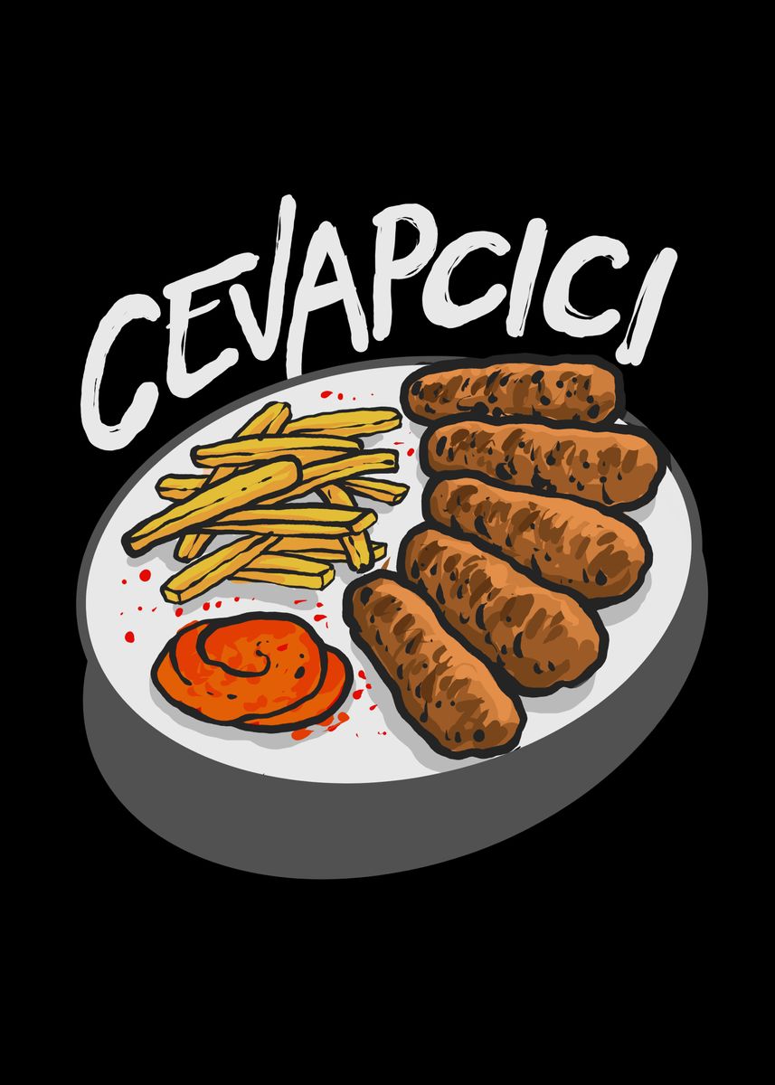 'Cevapcici Cevapi Food Love' Poster, picture, metal print, paint by ...