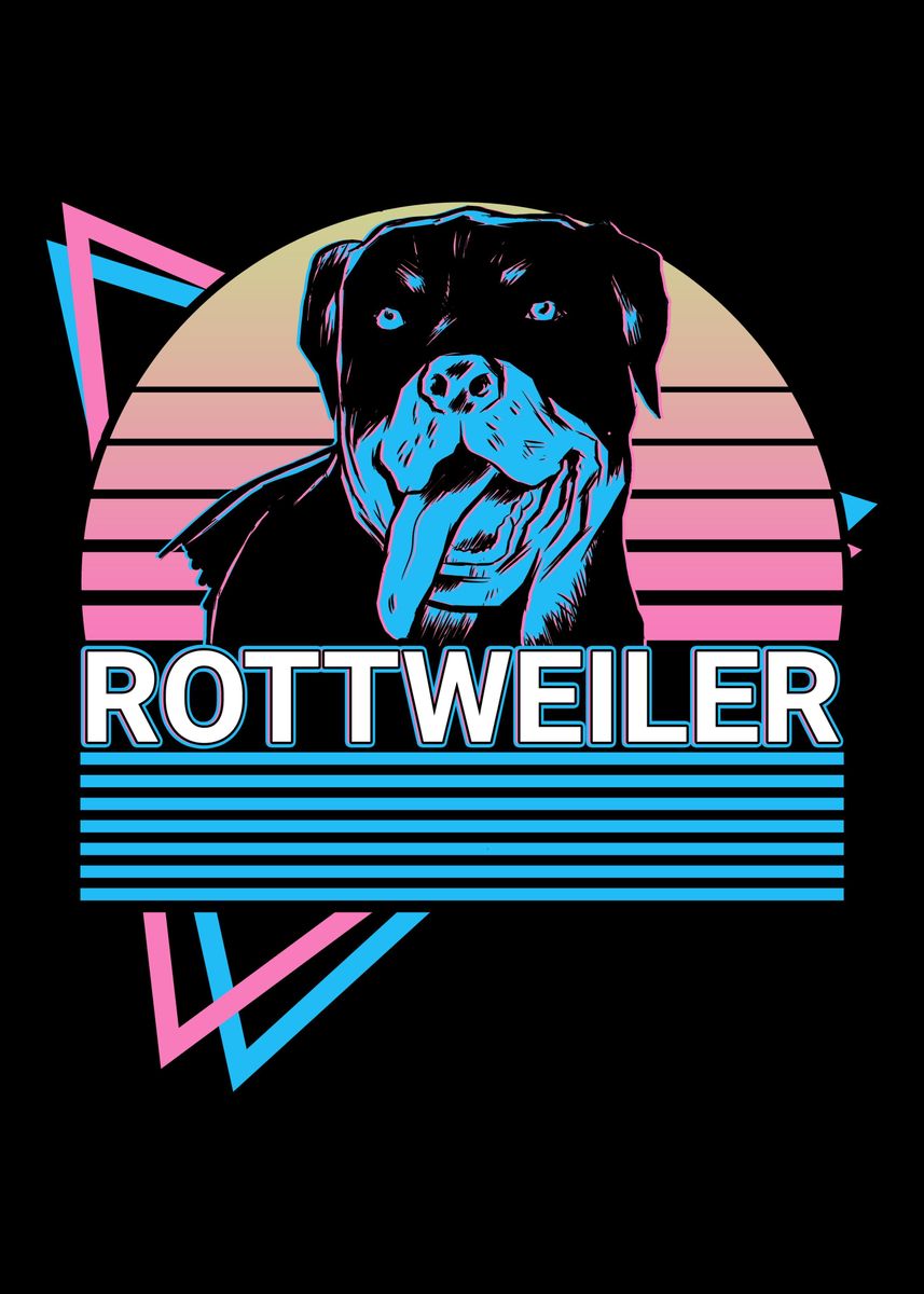 'Rottweiler Retro' Poster, picture, metal print, paint by AestheticAlex ...