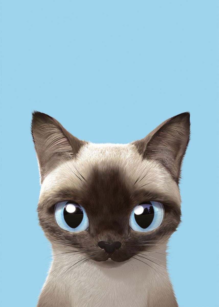 'Cat 2' Poster, picture, metal print, paint by Creed Creative | Displate