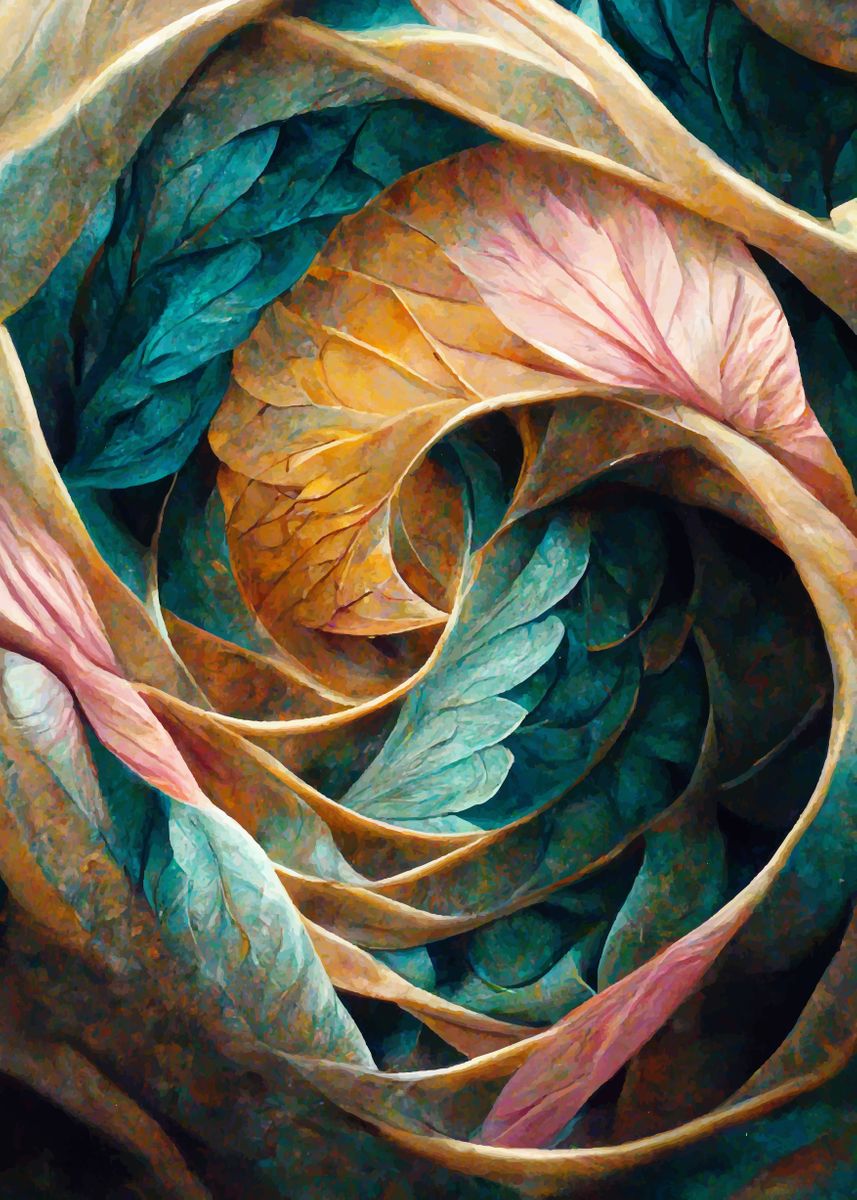 'Swirly pastel leaves 1' Poster, picture, metal print, paint by Sascha ...