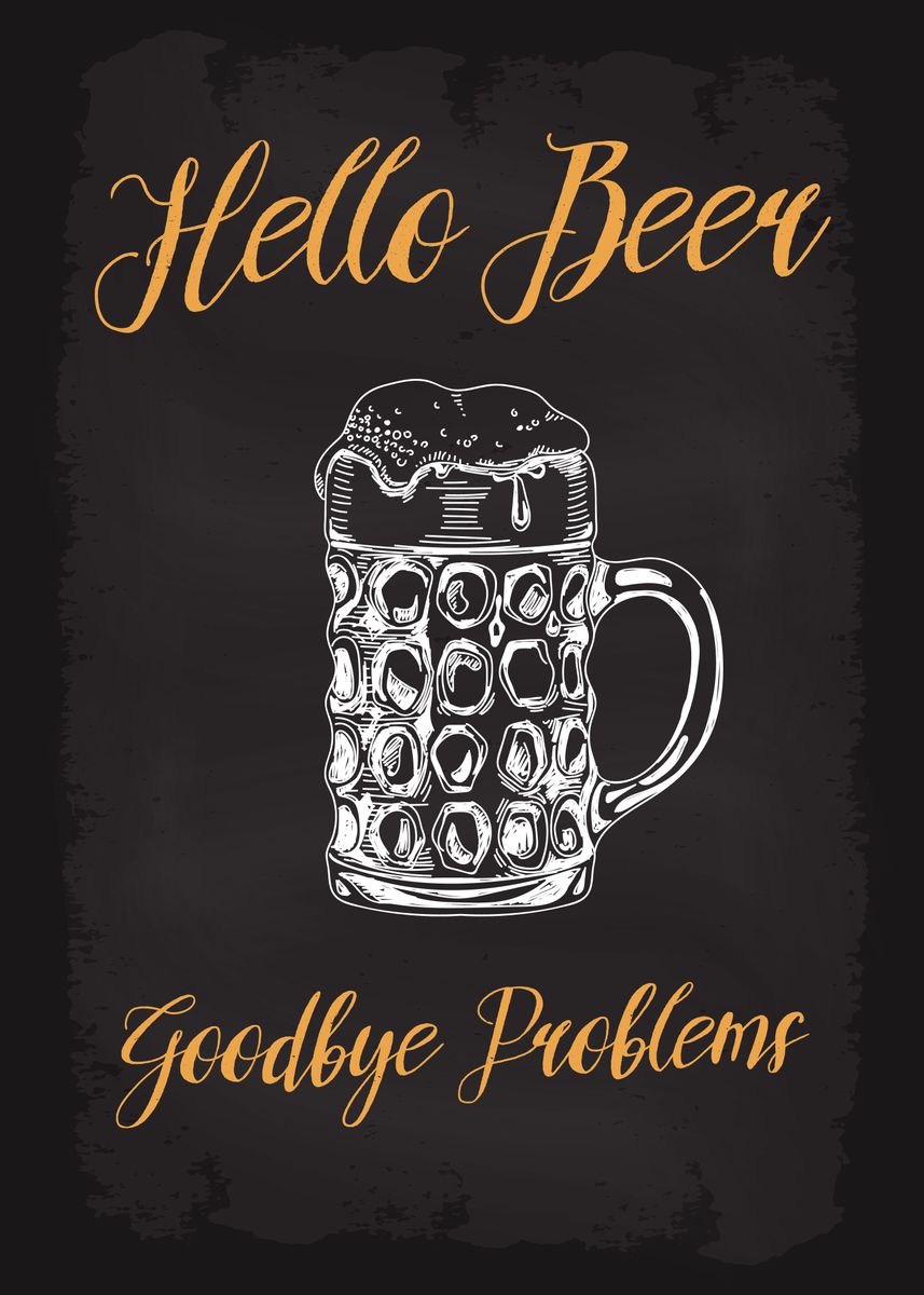 'Hello Beer' Poster, picture, metal print, paint by dkDesign | Displate
