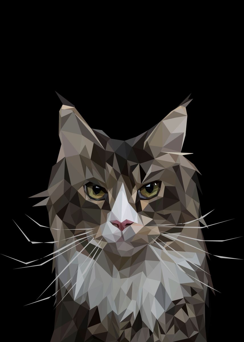 'nursery animals cute cat' Poster by Lowpoly Posters | Displate
