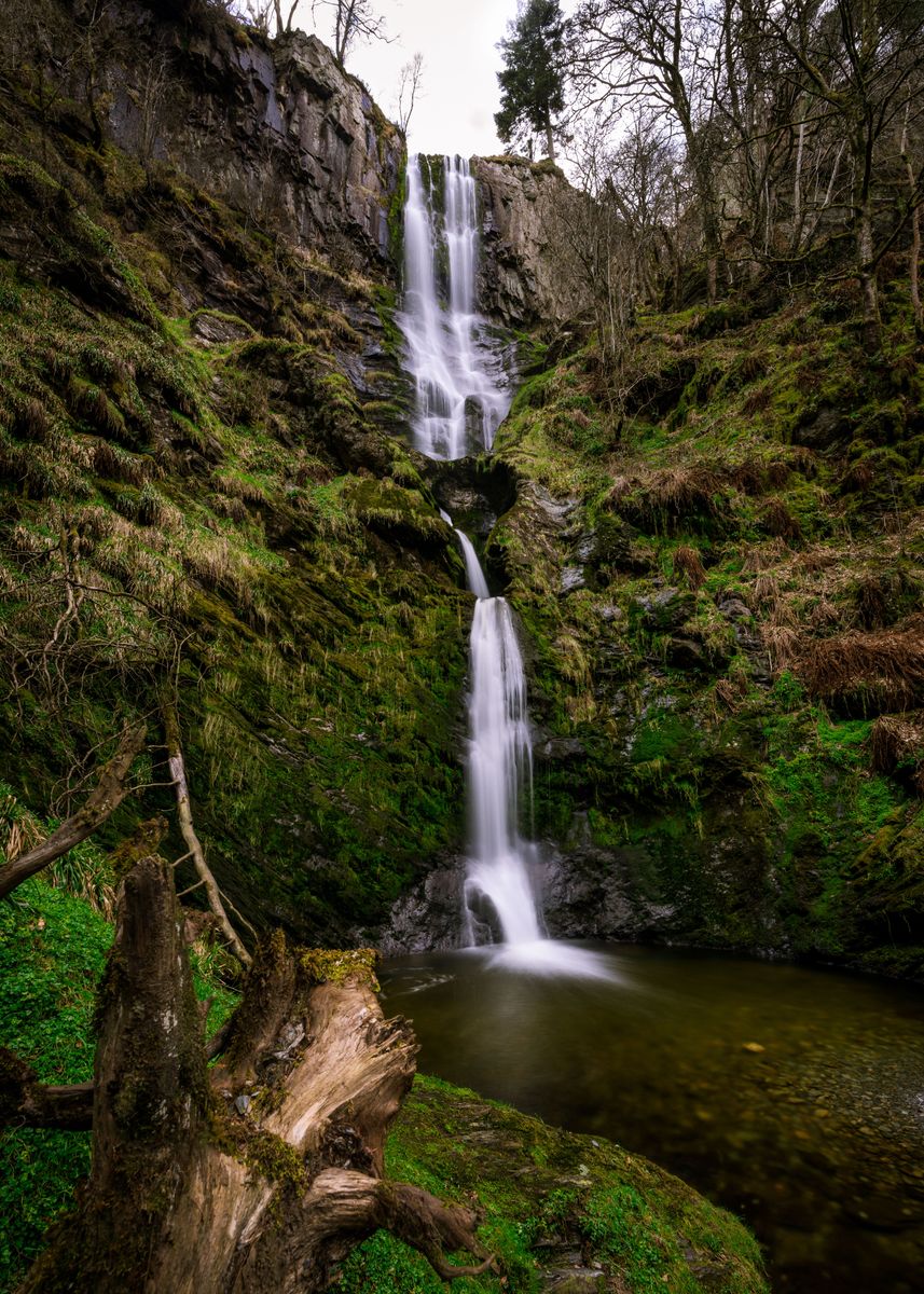 'Pistyll Rhaeadr Waterfall' Poster, picture, metal print, paint by ...