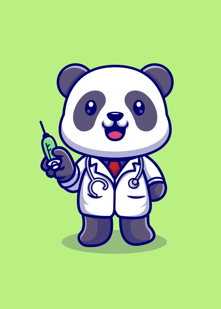 'Panda doctor' Poster, picture, metal print, paint by Tobasiano | Displate