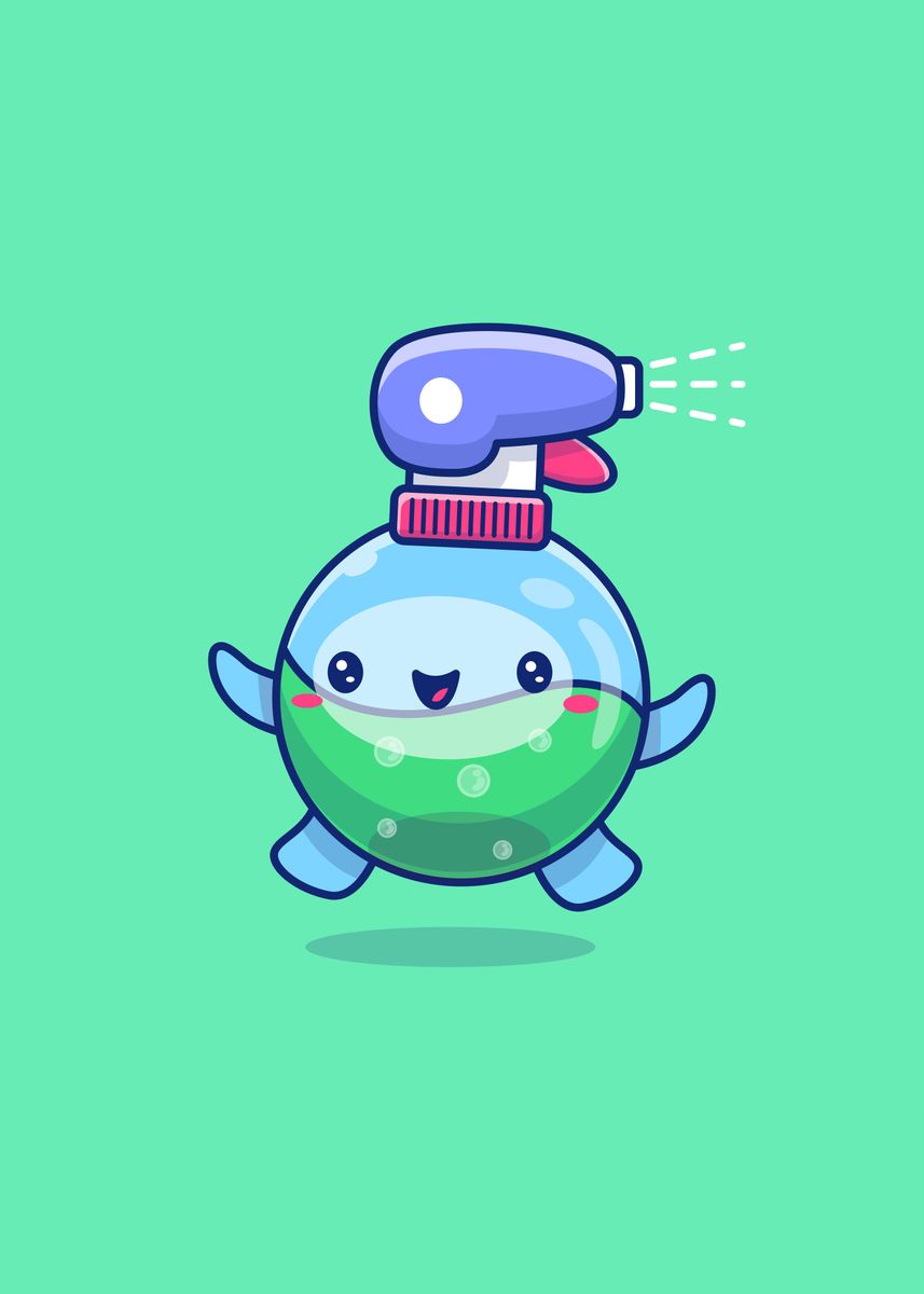 'Cute Disinfectant Spray ' Poster, picture, metal print, paint by ...