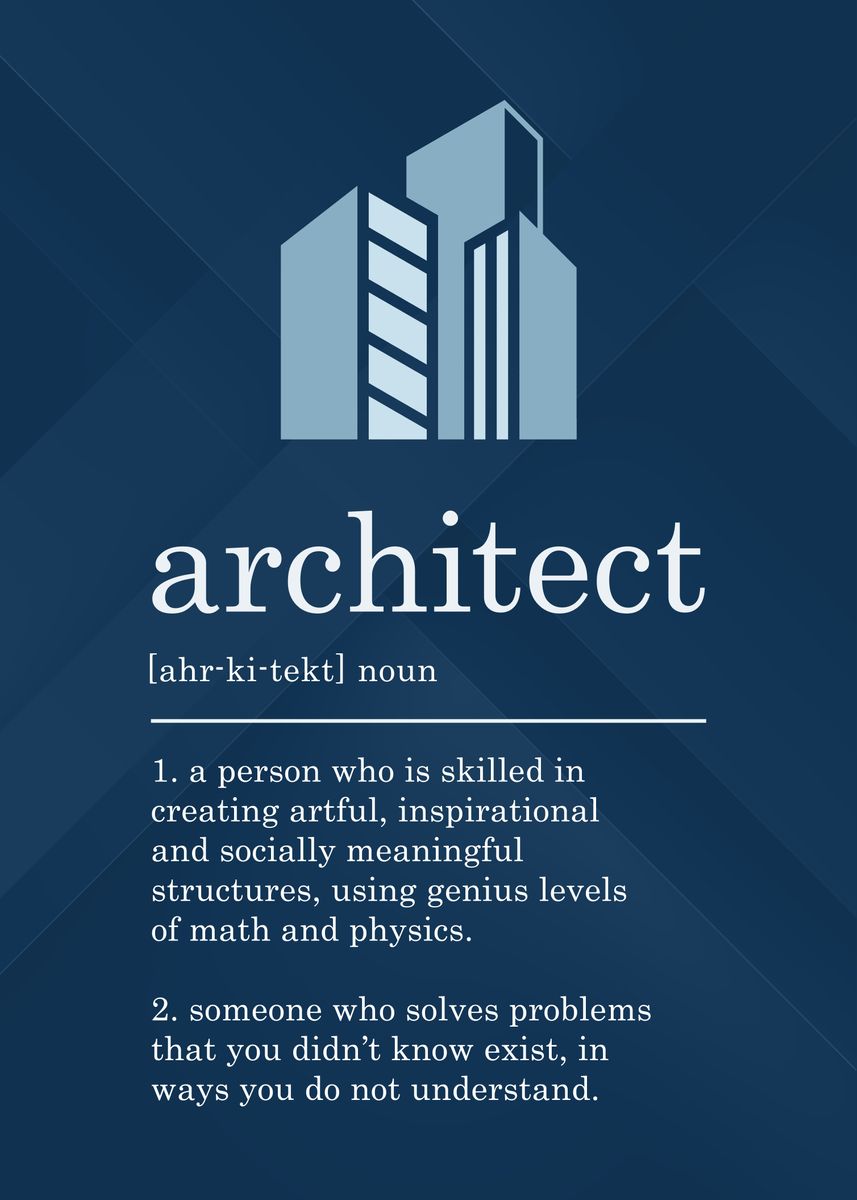 'Funny Architect Definition' Poster, picture, metal print, paint by ...