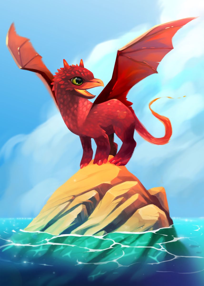 'Almandin the red dragon' Poster, picture, metal print, paint by ...