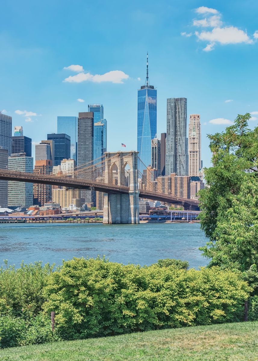 'Brooklyn View' Poster, picture, metal print, paint by Mango Art | Displate