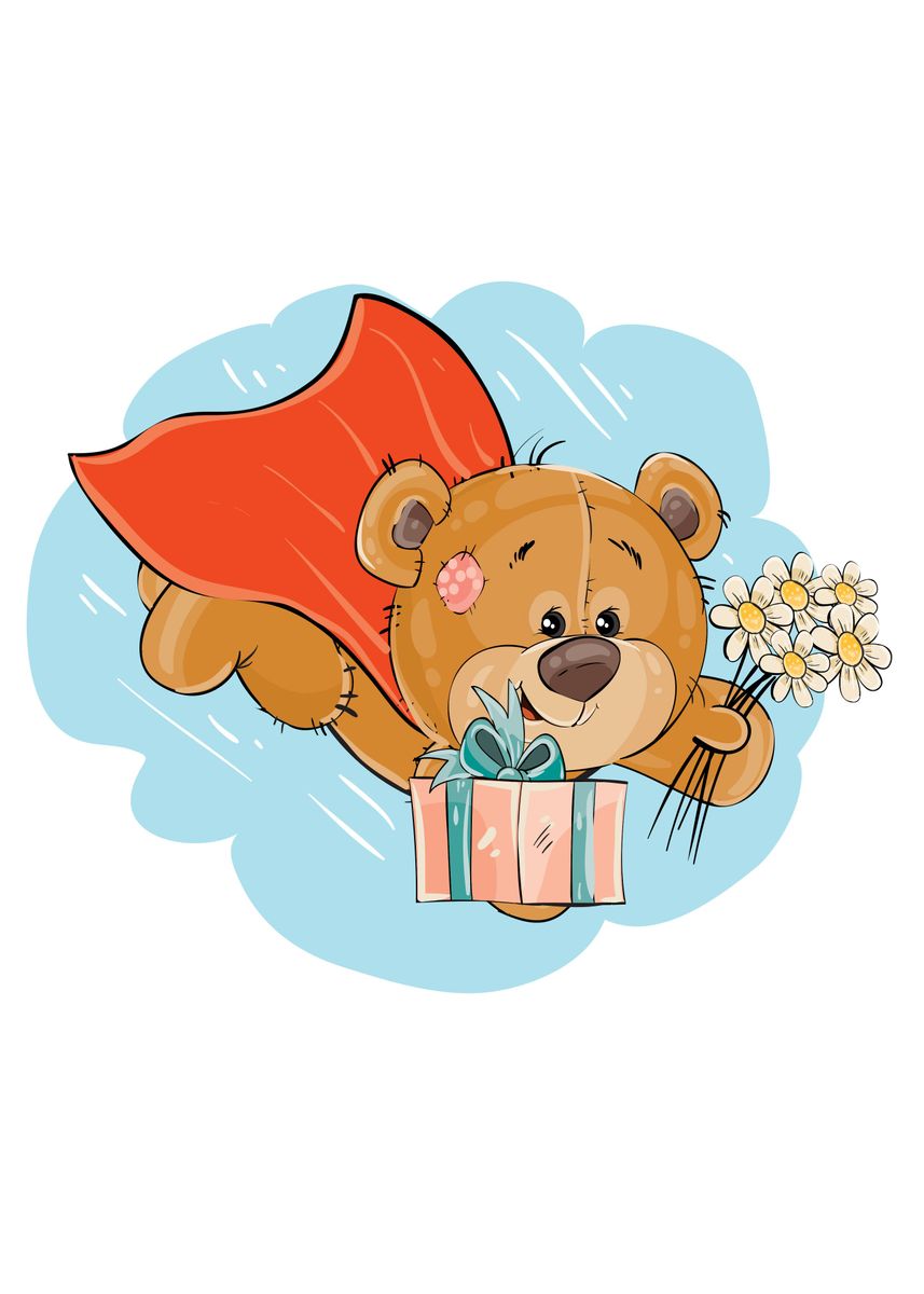 'Teddy Bear Print' Poster, picture, metal print, paint by DianeFFlower ...