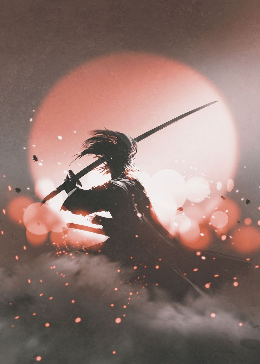 'Samurai with sword' Poster, picture, metal print, paint by Nabila Art ...