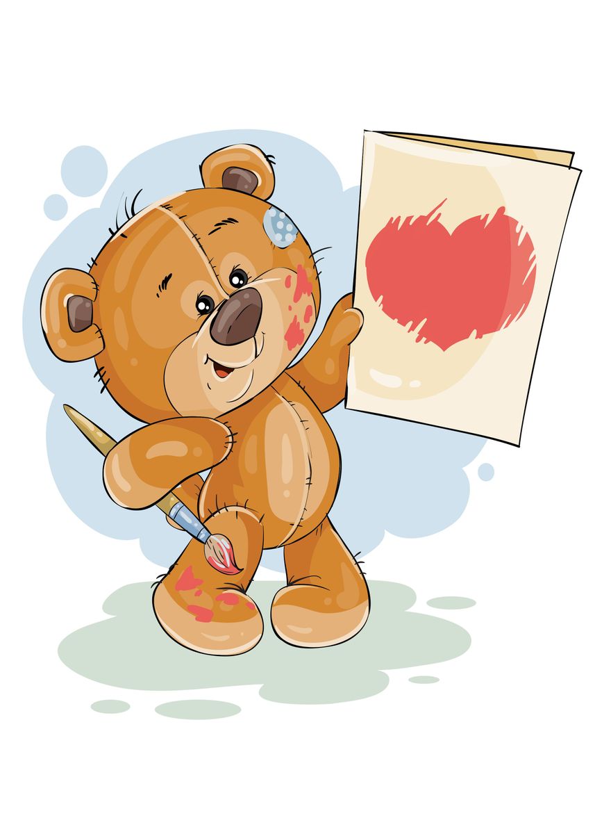 'Teddy Bear Print' Poster, picture, metal print, paint by DianeFFlower ...