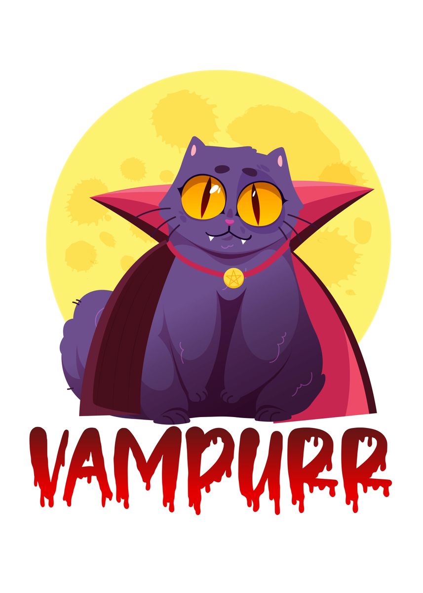 'Vampurr Cat Halloween gift' Poster by JTGDesign | Displate