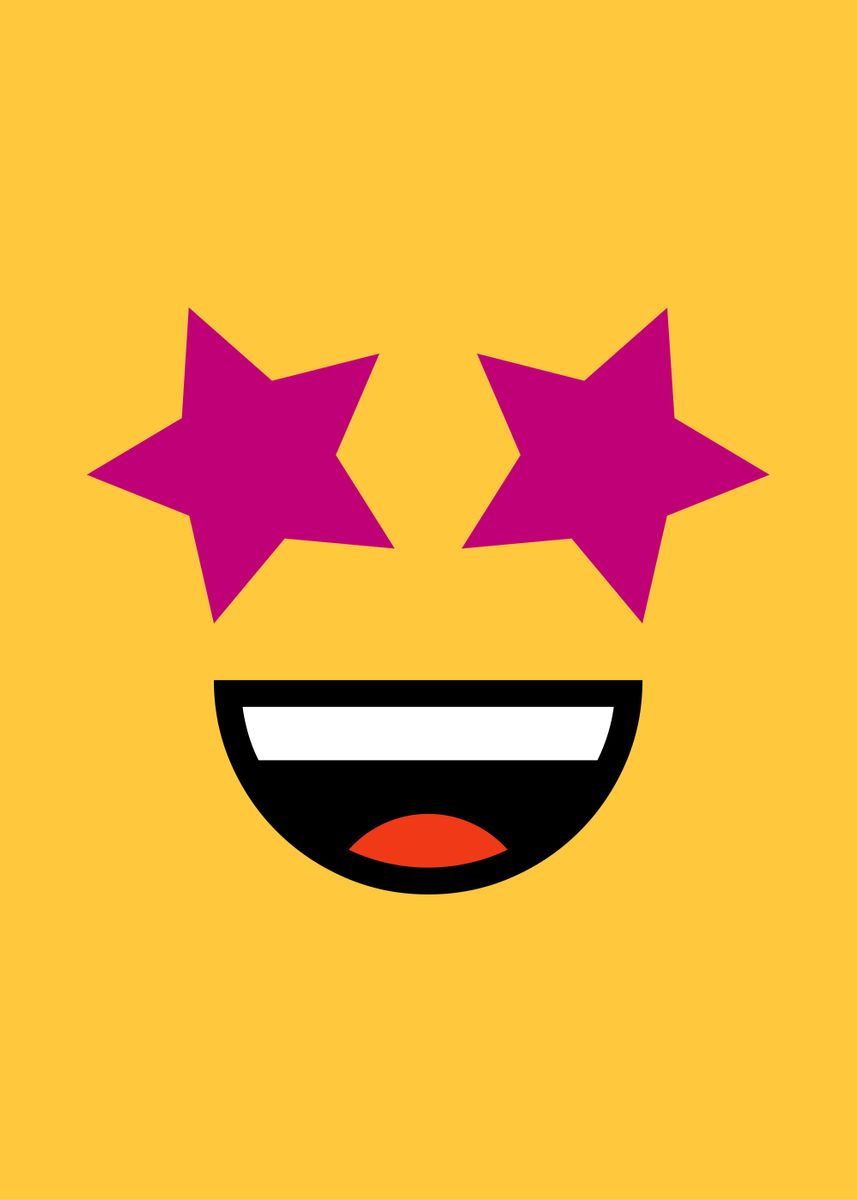 'Smiling face star eyes' Poster by Bob Karotti | Displate