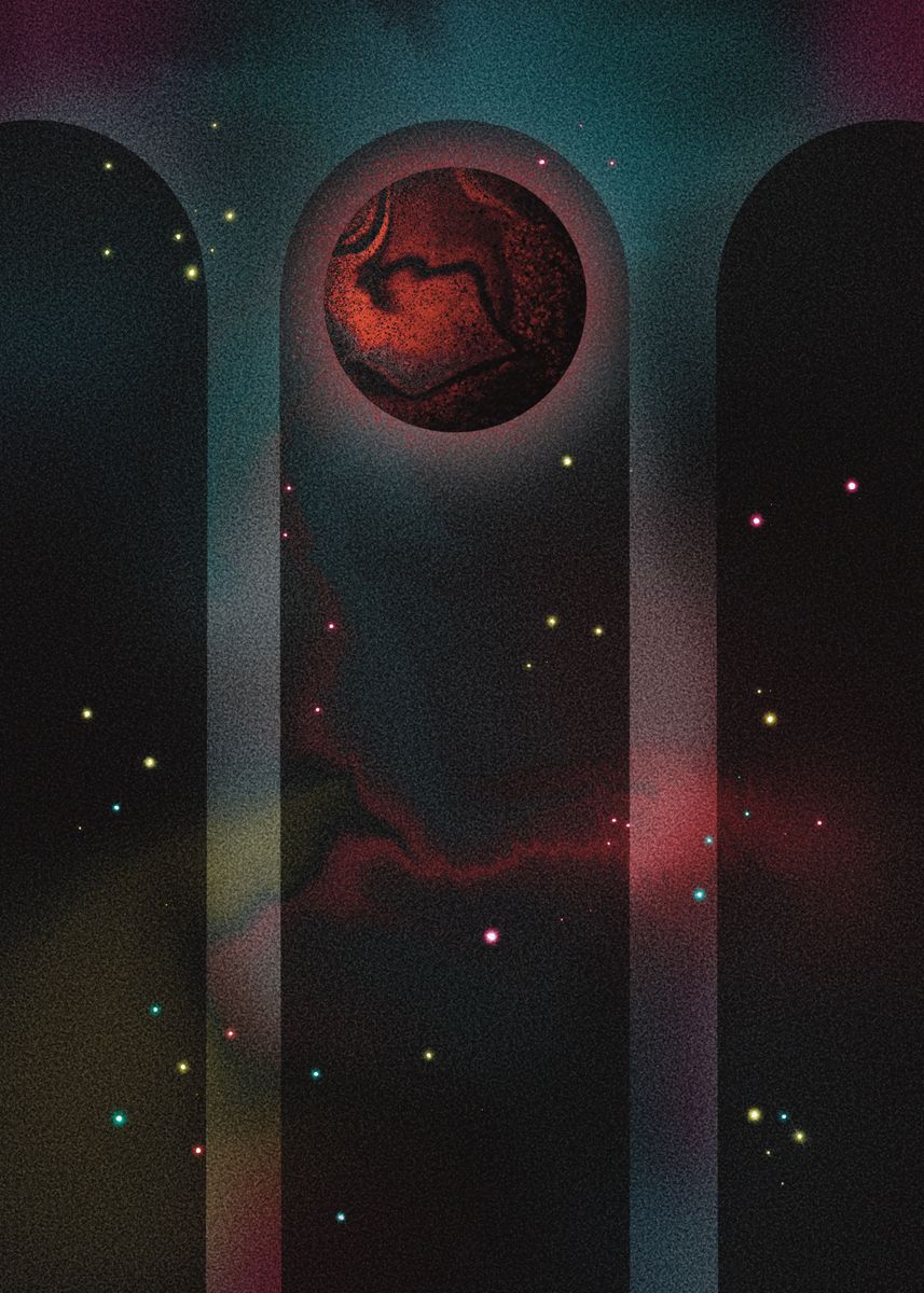 'Space Temple Red Planet' Poster, picture, metal print, paint by Amy ...