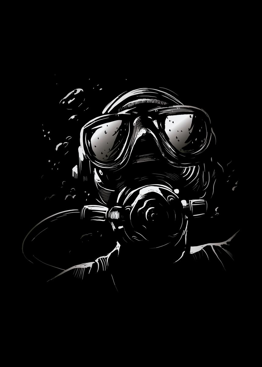 'Diving Diving Sea Devices' Poster, picture, metal print, paint by ...