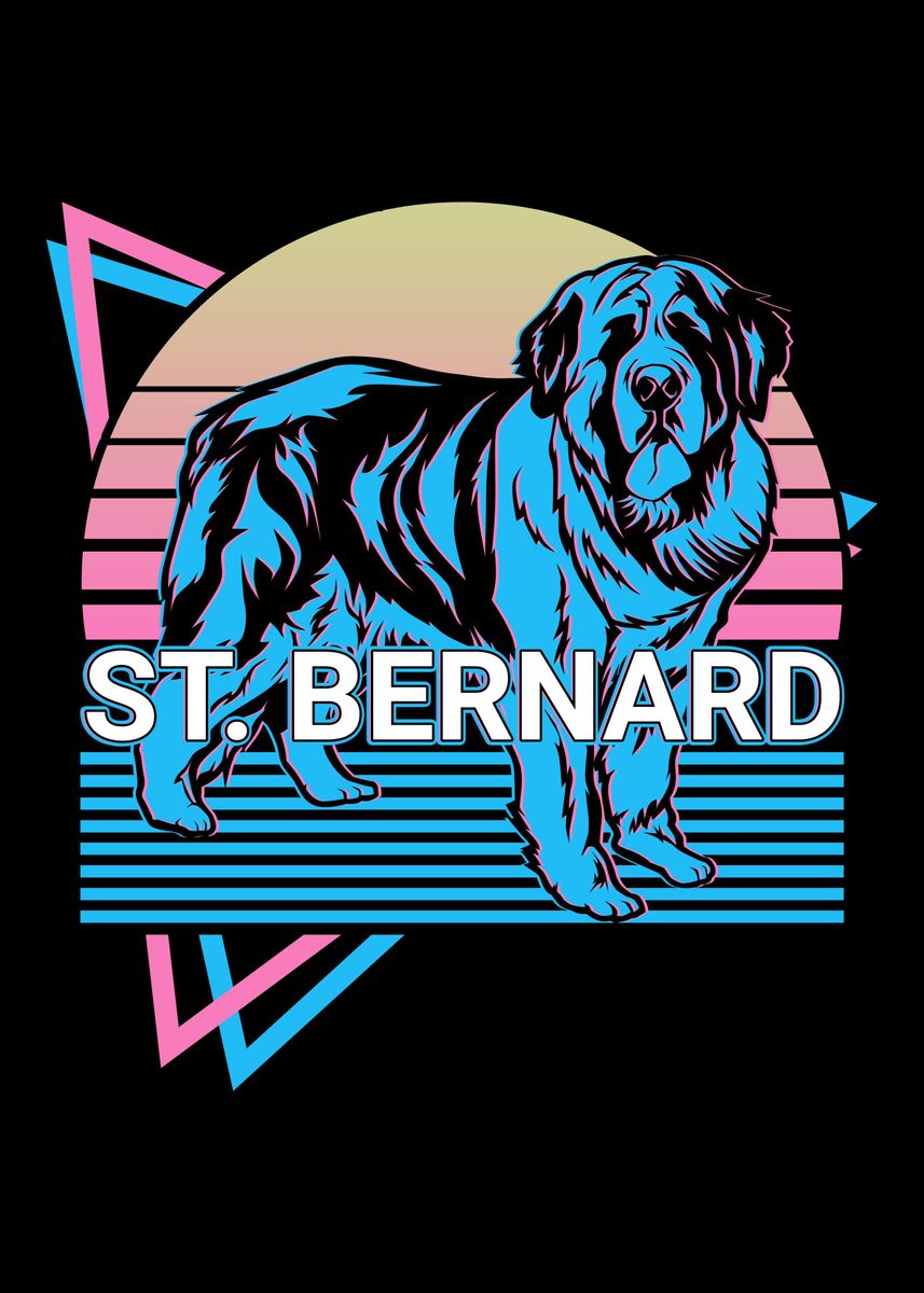 'St Bernard Retro' Poster, picture, metal print, paint by AestheticAlex ...