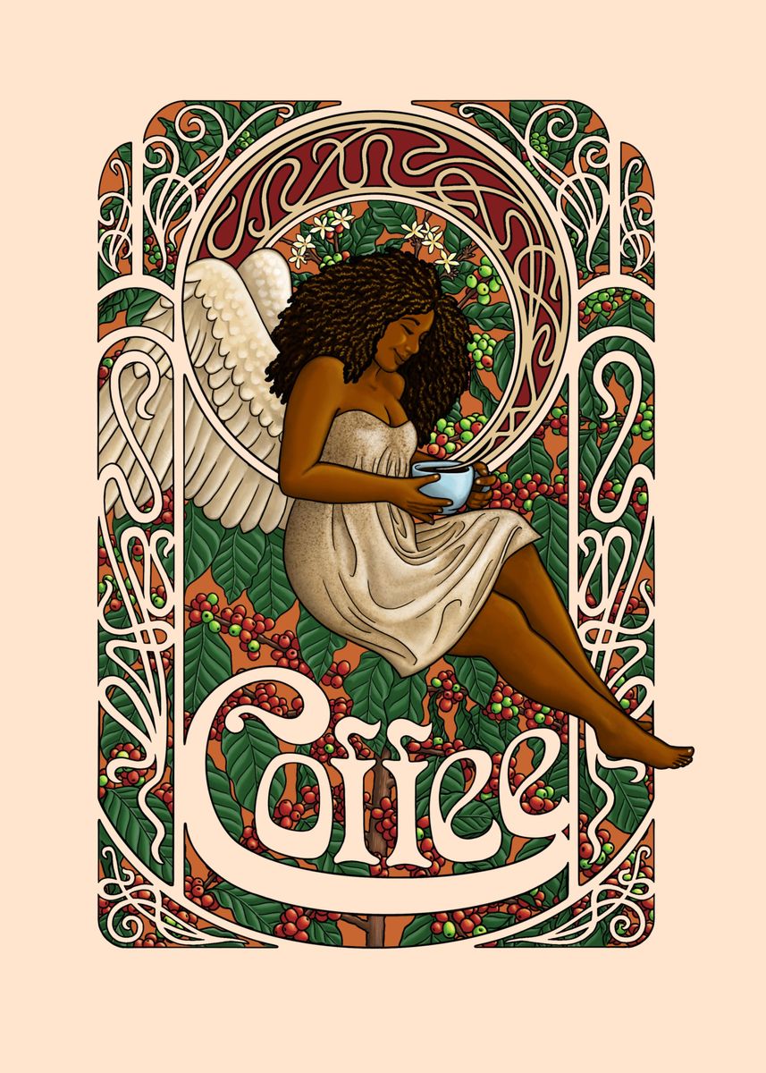 'Coffee Angel' Poster, picture, metal print, paint by Ian Herriott ...