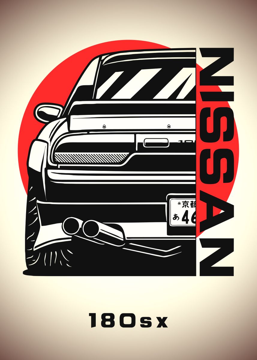 'Nissan 180SX' Poster, picture, metal print, paint by Faissal Thomas ...