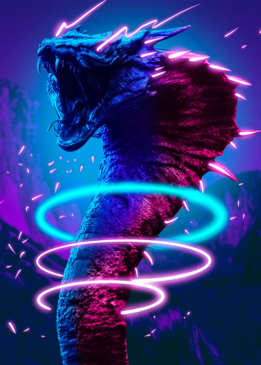 'cyberpunk snake' Poster, picture, metal print, paint by sinnois | Displate