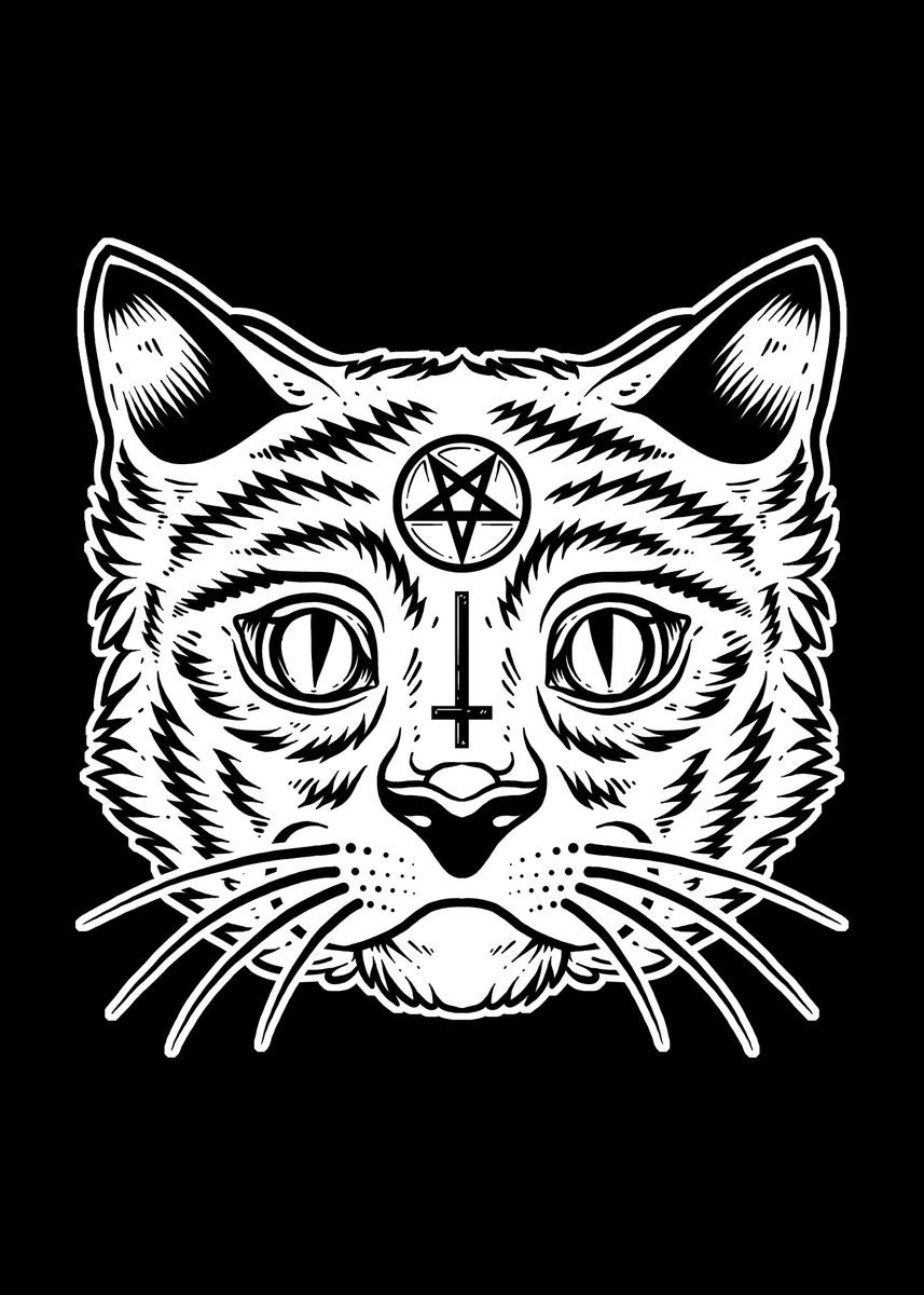 'The Cat Pentagram' Poster, picture, metal print, paint by Arif Hidayat ...