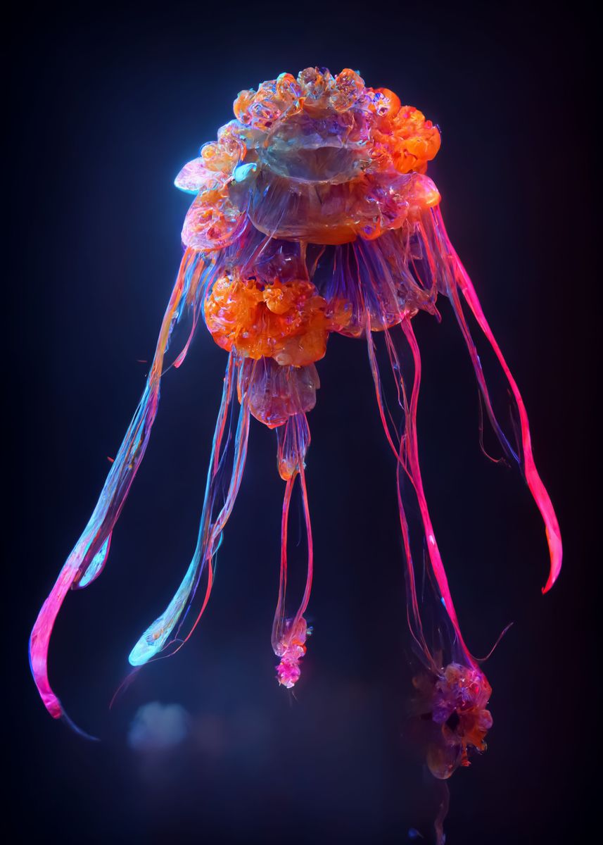'Glowing Jellyfish' Poster, picture, metal print, paint by David ...