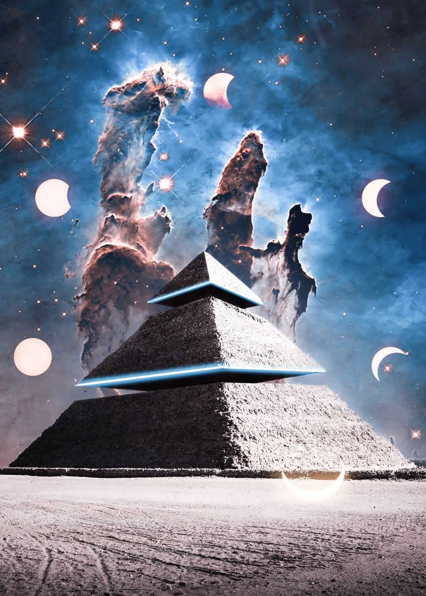 'Alien Spaceship Pyramid' Poster, picture, metal print, paint by Gen Z ...