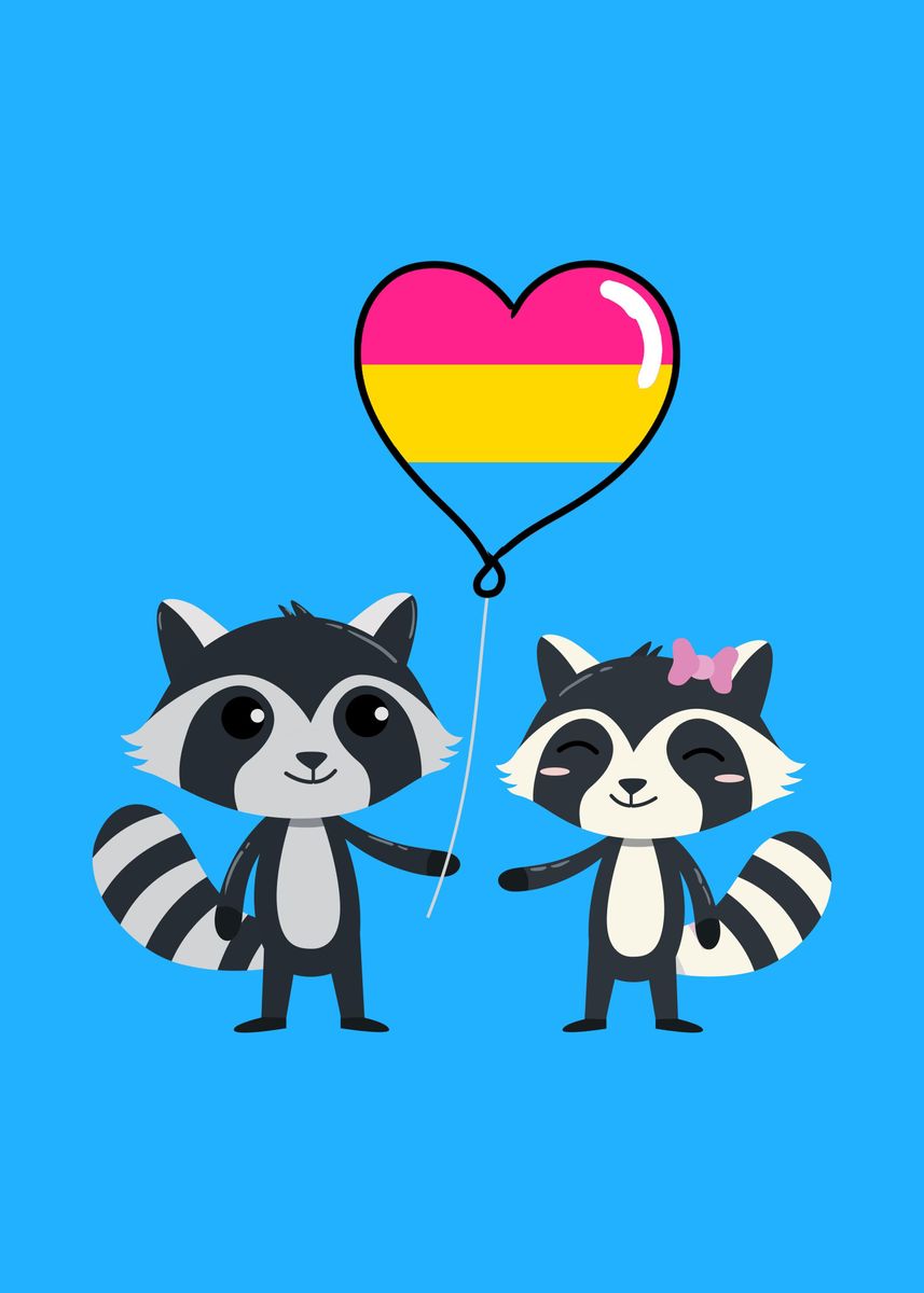 'Raccoon Couple Pan Pride' Poster, picture, metal print, paint by ...