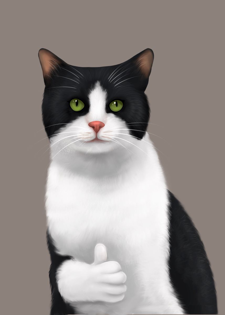 'Ok cat' Poster, picture, metal print, paint by sinnois | Displate