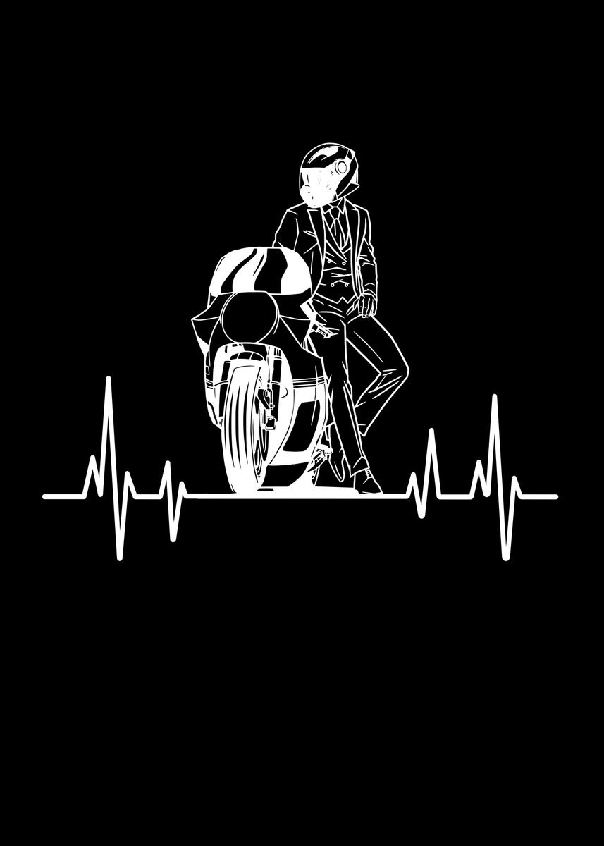 'Motorbike Heartbeat Biker' Poster, picture, metal print, paint by ...