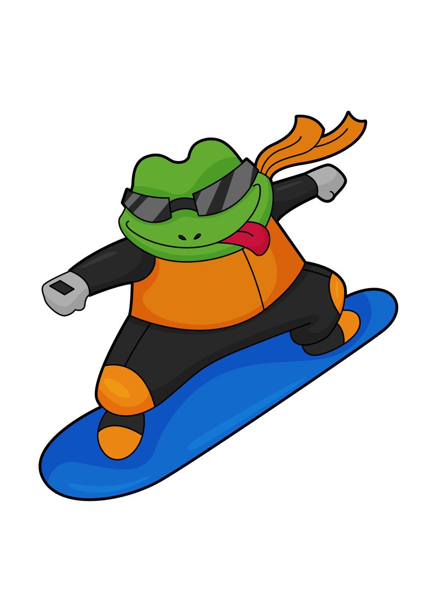 'Frog Snowboard Sports' Poster by Markus Schnabel | Displate